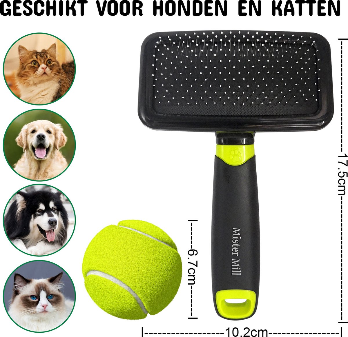 Mister Mill Professionele Set Slicker Kleine Honden/Kattenborstel plus ...