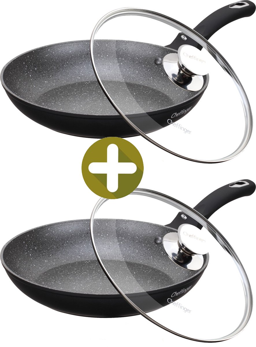 CF cooking© | Luxe Koekenpannen set | 2 delig | Inclusief deksels ...