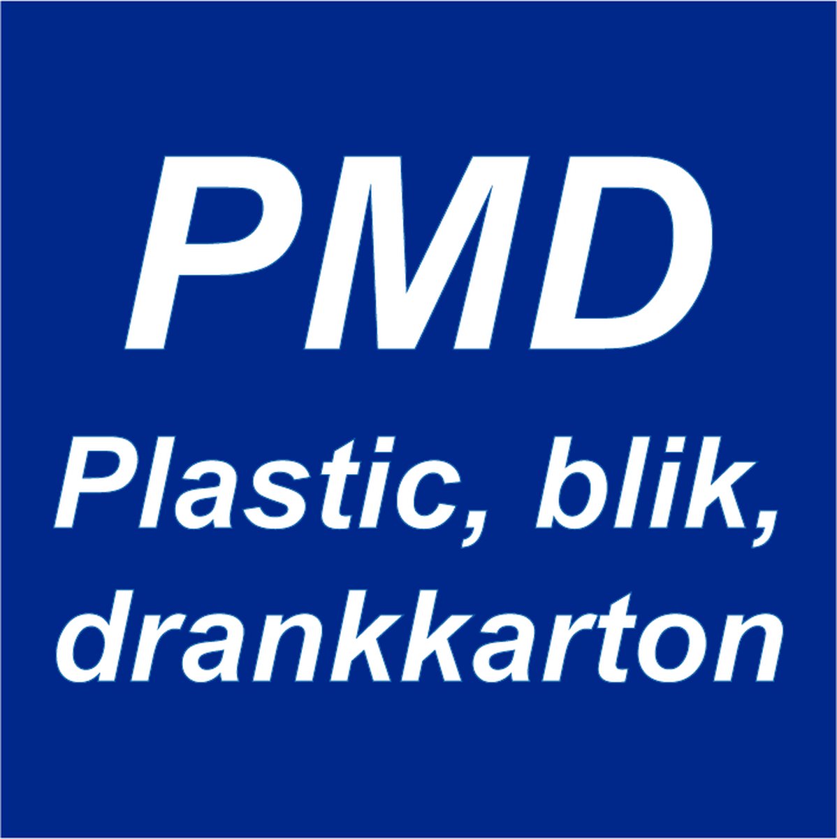 PMD sticker, blauw wit 100 x 100 mm | bol