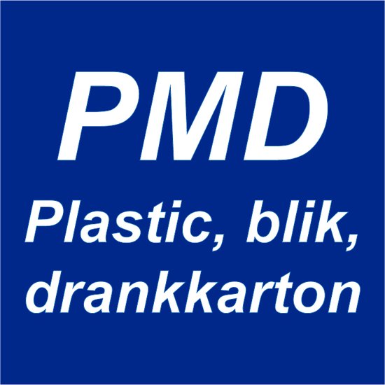 PMD sticker, blauw wit 100 x 100 mm | bol