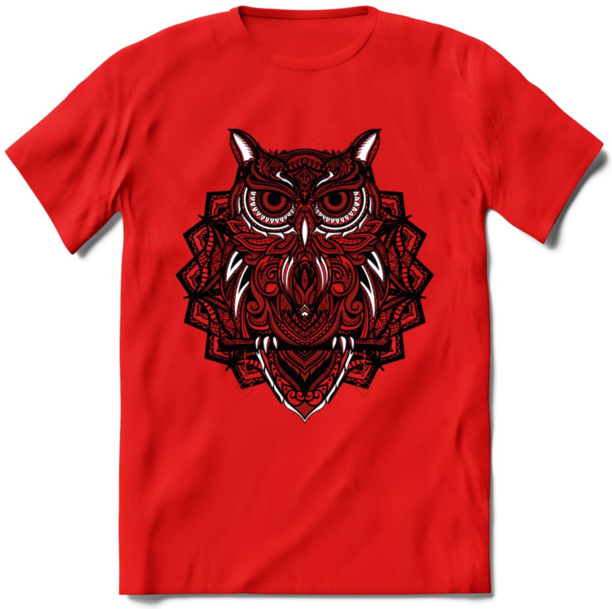 Uil - Dieren Mandala T-Shirt | Rood | Grappig Verjaardag Zentangle ...