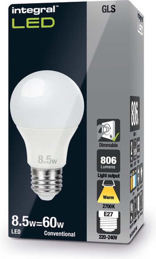 Integral LED - E27 LED Lamp - 8,8 watt - 2700K extra warm wit - 806 Lumen - Dimbaar | bol.com