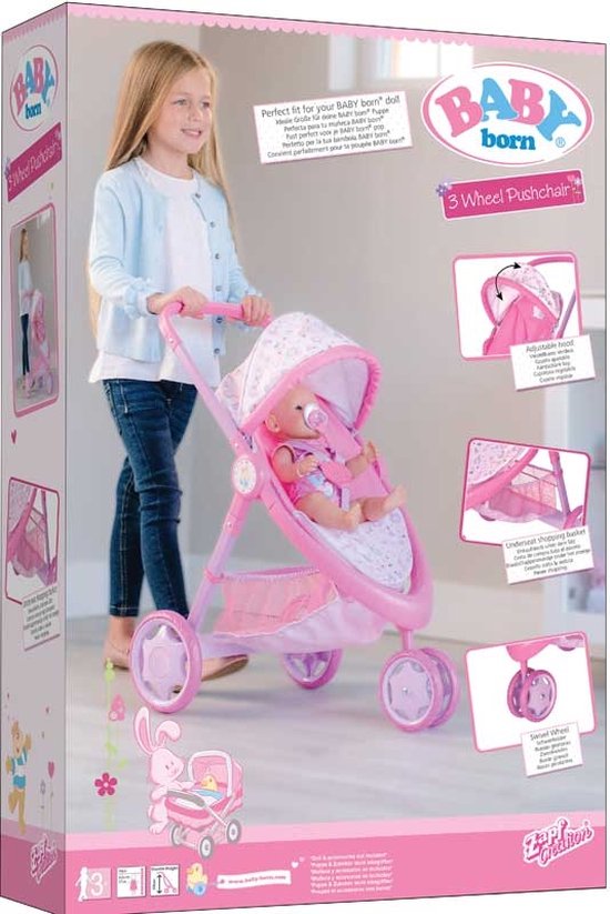 baby born 3 wheel pushchair buggy driewieler | bol.com