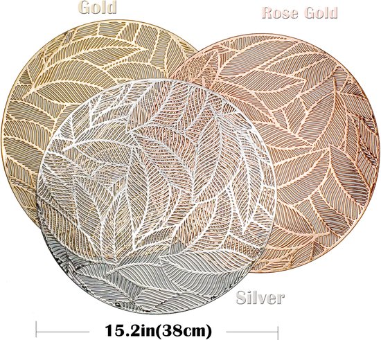 Gouden Placemat Bladeren - Set van 4 Stuks - Goud- Elegant - Chique ...