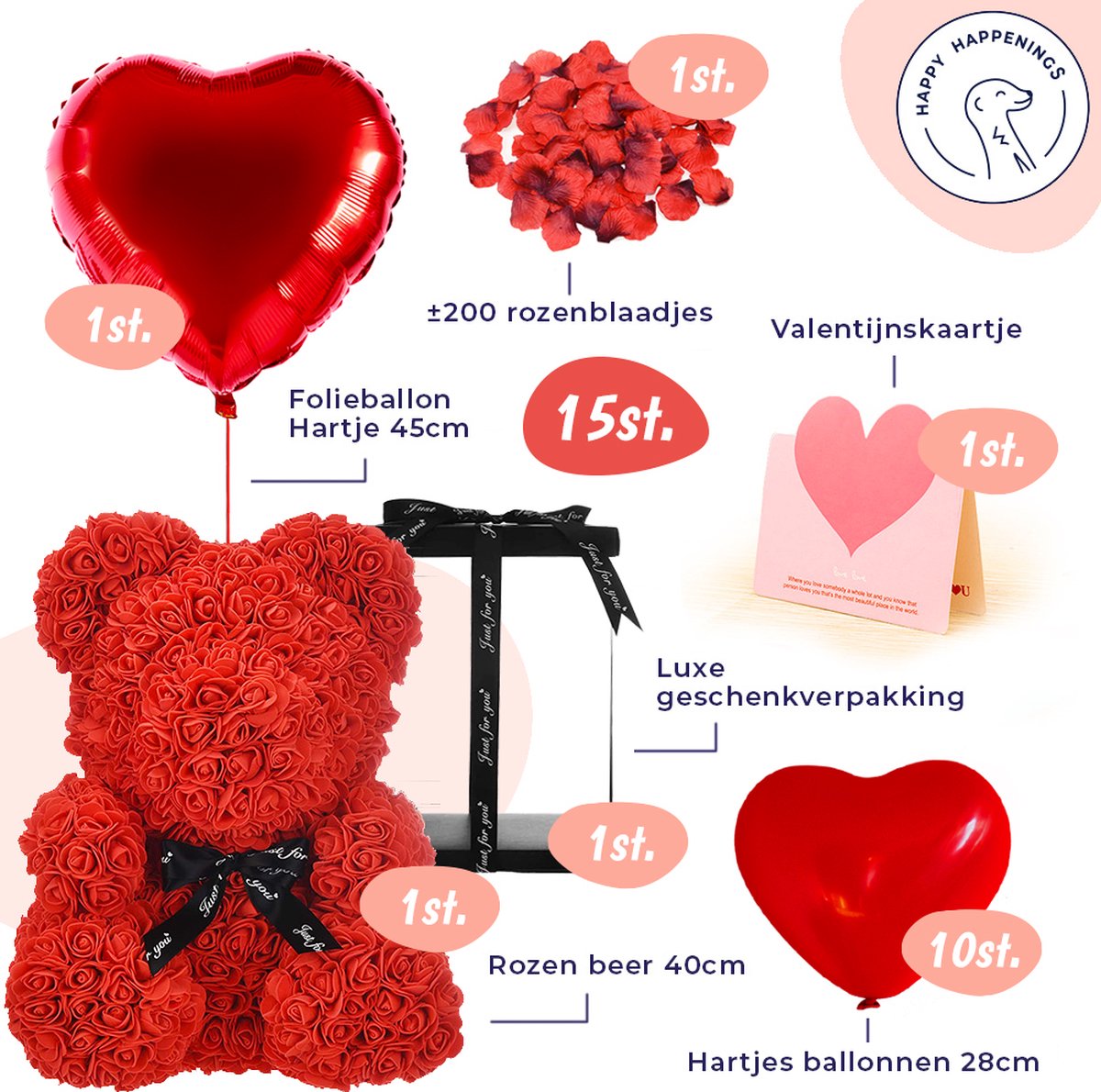 Rozenbeer – Rozen Beer - Moederdag Cadeautje - Valentijn Versiering ...