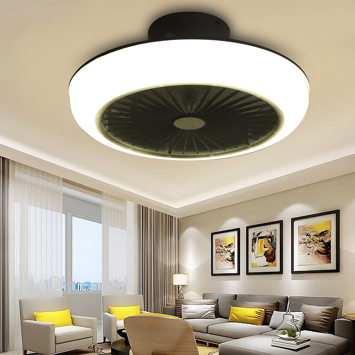 Plafondlampen met ventilator-WiFi Smart LED Plafond Ventilator Lamp-45 ...