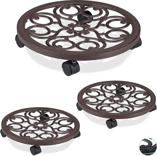 3x plantentrolley rond - op wielen - plantenroller - plantenonderzetter ...