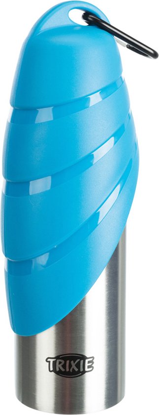 Trixie RVS Fles met Drinkbak 750ml Blauw | bol