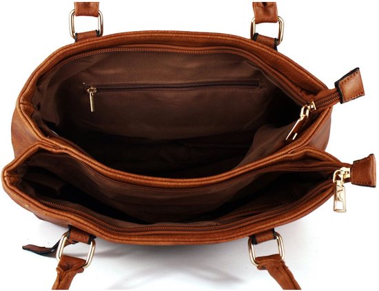 Dudlin elegante Dames schoudertas-handtas - Cognac-Bruin | bol