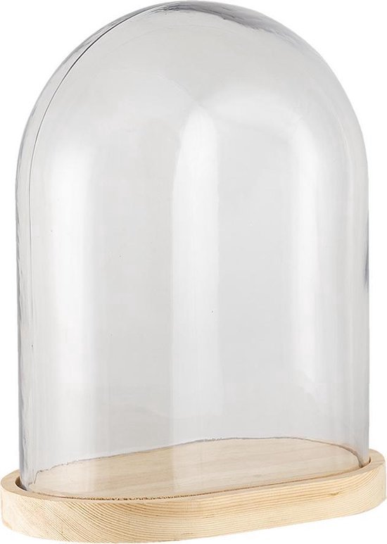 Cloche 27*19*31 cm Bois Transparent, Glas Cloche Ovale Verres | bol.com
