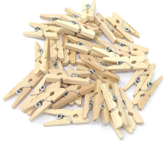Tolu Houten knijpertjes - Kleine foto knijpers - 20 stuks - 2.5 cm | bol