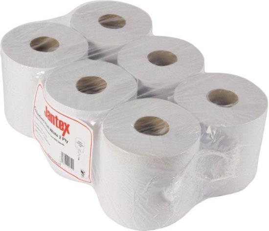 Centrefeed handdoekrollen | wit | 6 rollen | Jantex | DL920 | bol