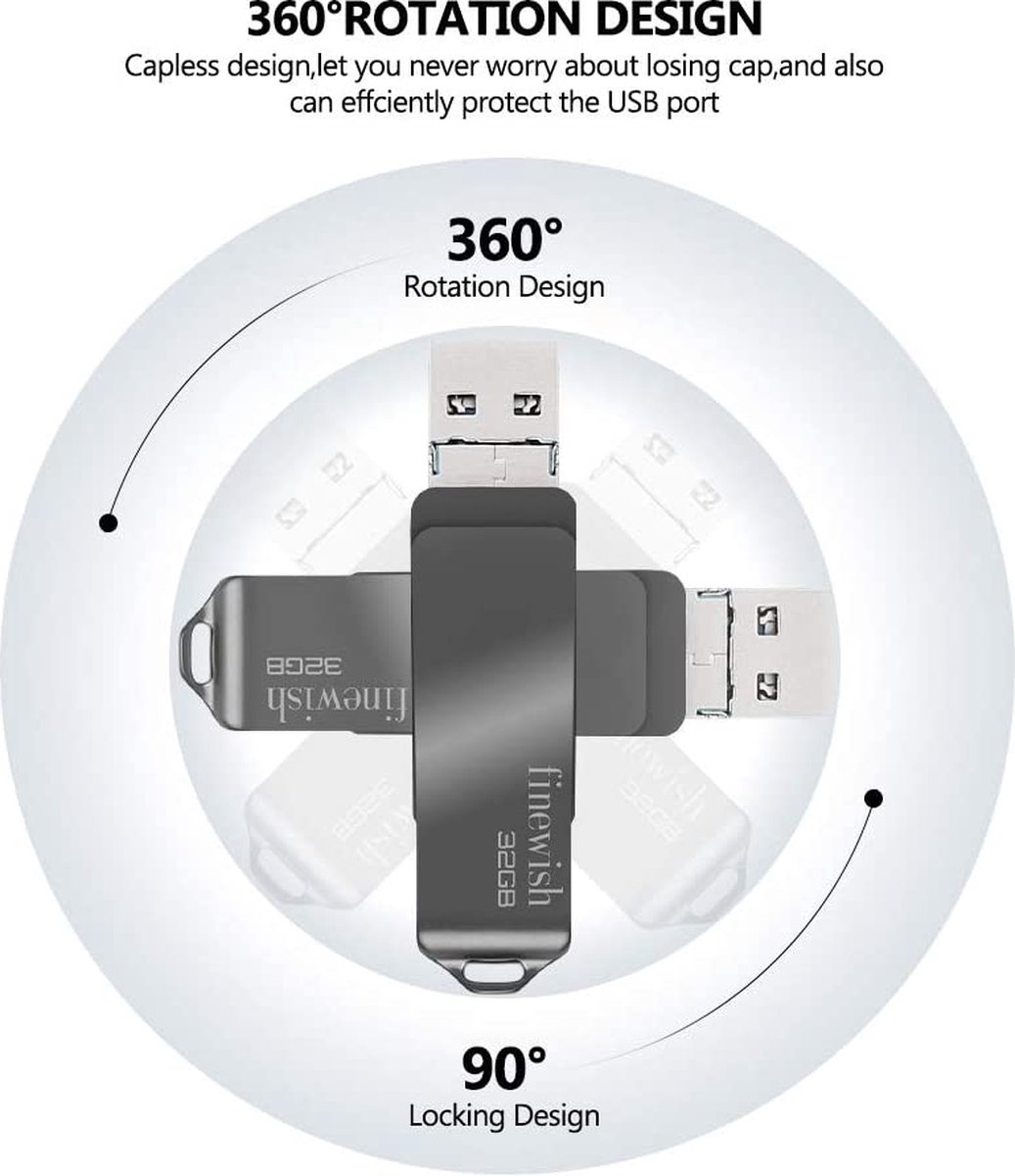 USB stick 32 GB 3.0, 3 in 1 Type C USB stick 32 giga Type C / Micro USB ...