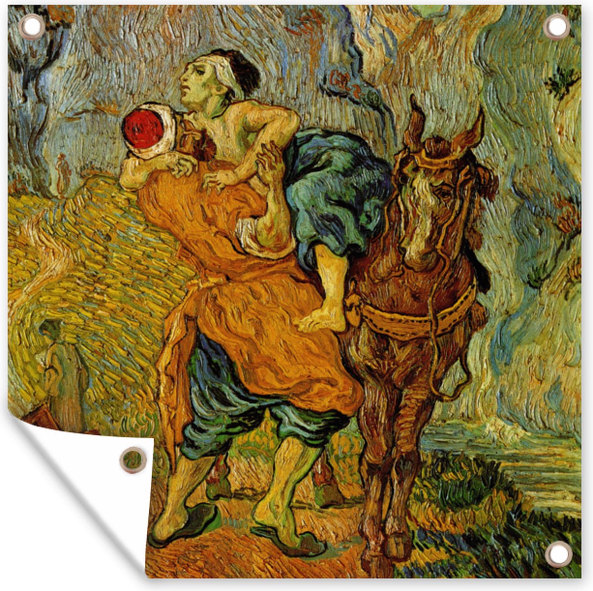 Tuindoek De barmhartige samaritaan - Schilderij van Vincent van Gogh ...