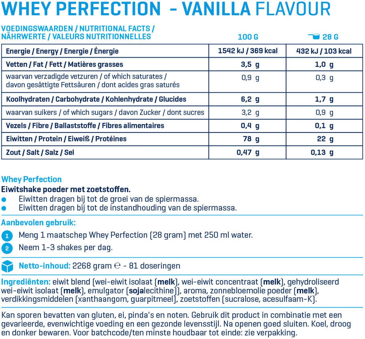 Body & Fit Whey Perfection - Proteine Poeder / Whey Protein ...