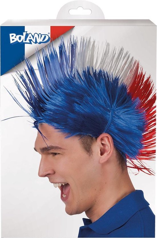 Boland - Pruik Punk Frankrijk Multi - Hanenkam - Kort - Mannen - | bol.com