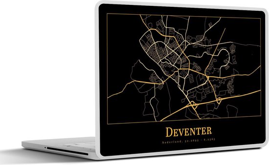 Laptop sticker - 10.1 inch - Kaart - Deventer - Goud - Zwart | bol.com
