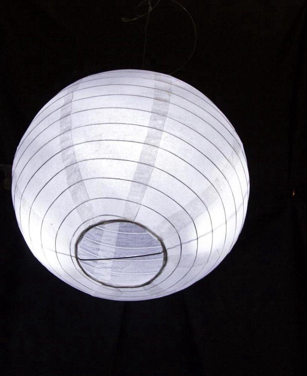 Nylon lampion - wit - 5 stuks - INCLUSIEF LED VERLICHTING ...