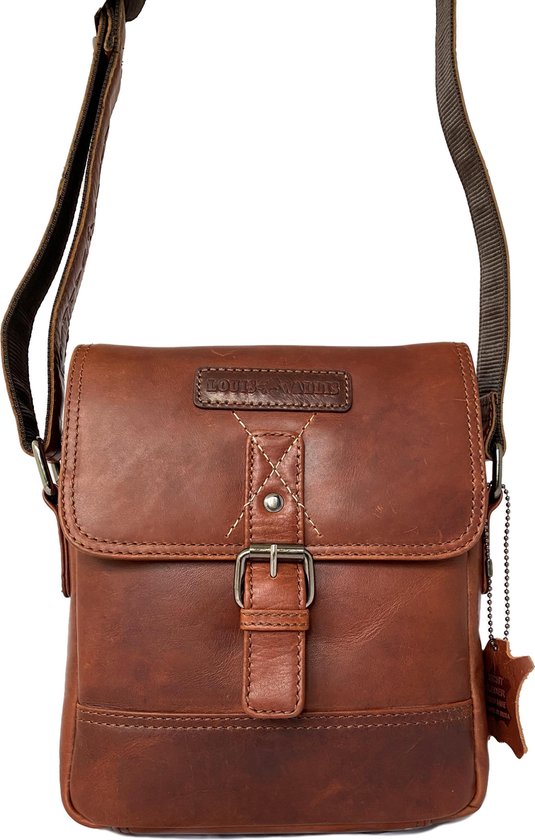 Louis Wallis leren tas heren bruin schoudertas heren - crossbody tas ...