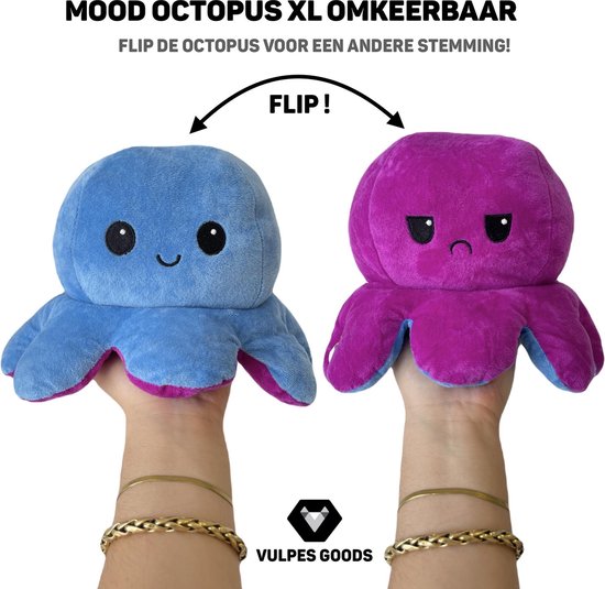 Vulpes Goods® Mood octopus XL 30 cm - Octopus knuffel - Mood knuffel ...