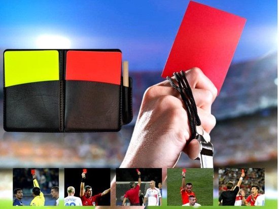 Scheidsrechtersnotitieboekje met rode en gele kaart | bol