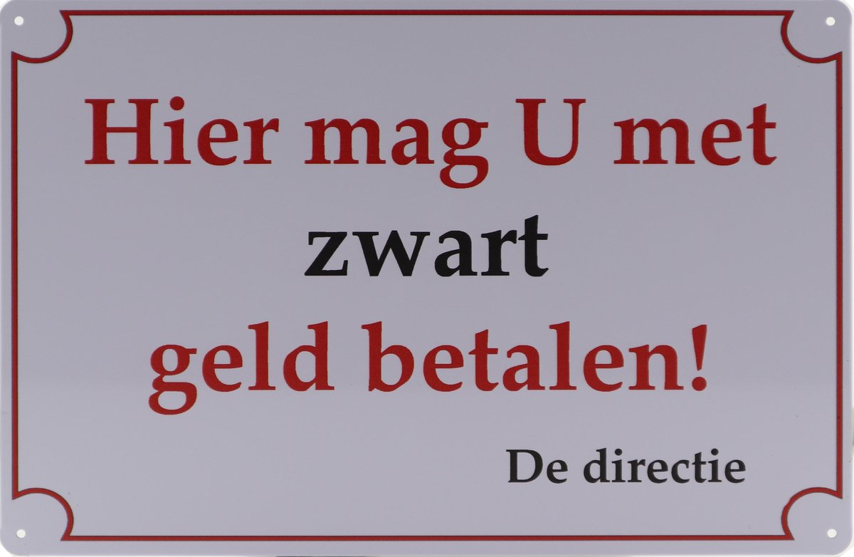 Wandbord – Met zwart geld betalen - Vintage - Retro - Wanddecoratie ...