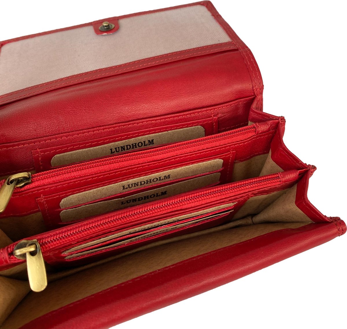 Lundholm portemonnee dames overslag rood RFID - Leren portefeuille ...