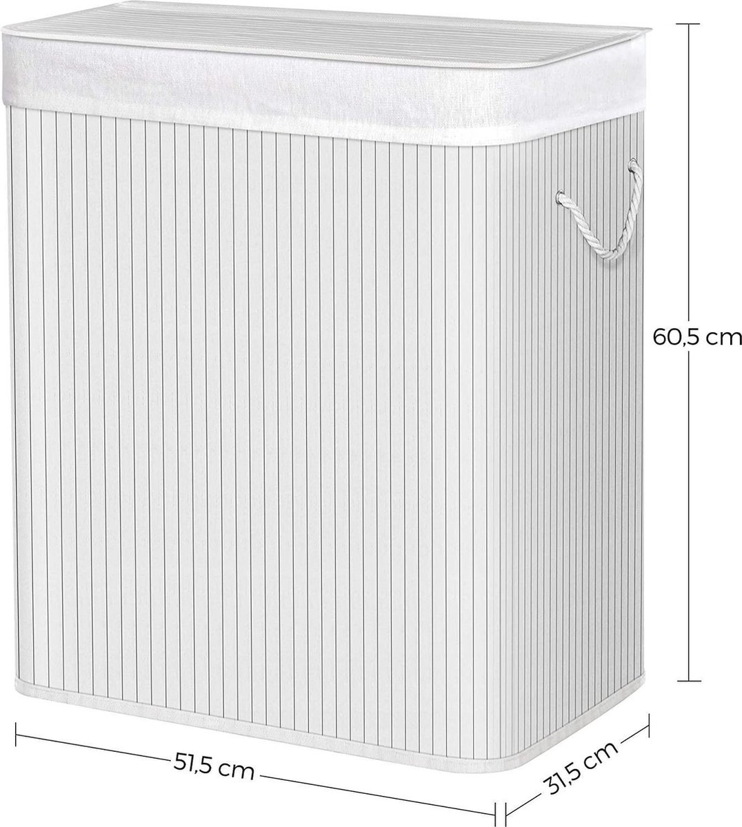 SONGMICS Wasmand 100 L, Bamboe Wasmand, Wasmand met Handvaten, Deksel ...