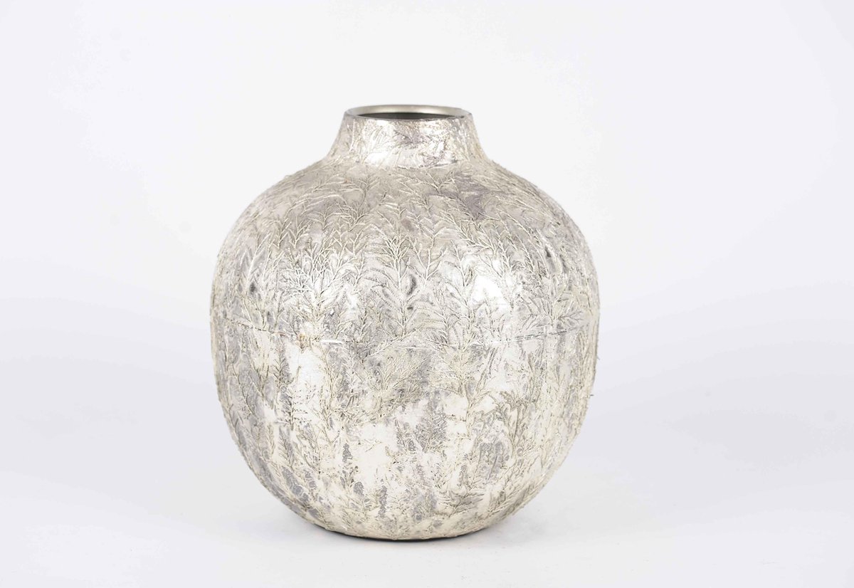 Rasteli Vaas Metaal Zilver-Wit-Rose Gemêleerd D 32 cm H 34 cm | bol.com