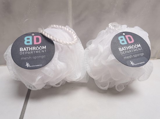 Set van 2 witte mesh sponzen met stevig satijnen touw | bol