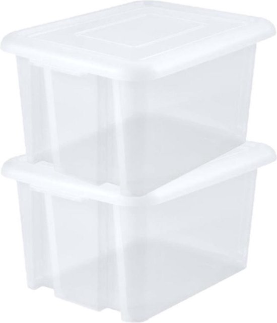 4x stuks kunststof opbergboxen/opbergdozen wit 55 liter - Voorraad ...