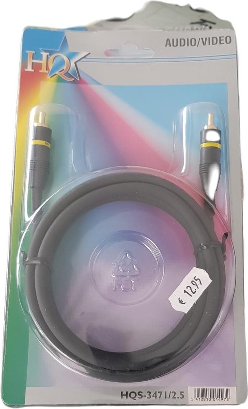 HQ tulp male plug naar tulp male plug coax kabel 2.5M | bol.com