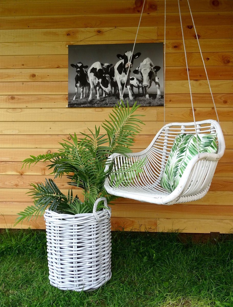 Sweet Living Ronde grove rotan mand XL Whitewash - Ø45xH50 cm | bol.com
