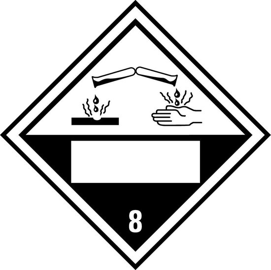 Beschrijfbare ADR klasse 8 sticker bijtende stoffen 300 x 300 mm | bol