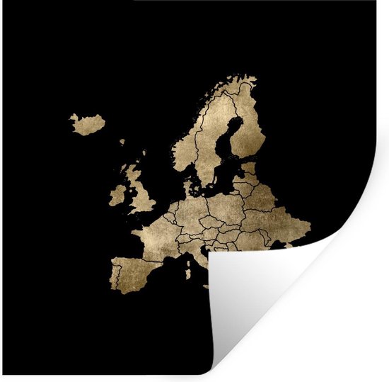 Muurstickers - Sticker Folie - Europa kaart - Goud - Zwart - 30x30 cm ...