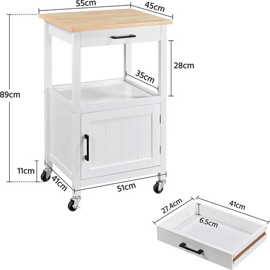 Serveerwagen, keukenwagen, hout, gangkast, sideboard, bijzettafel ...