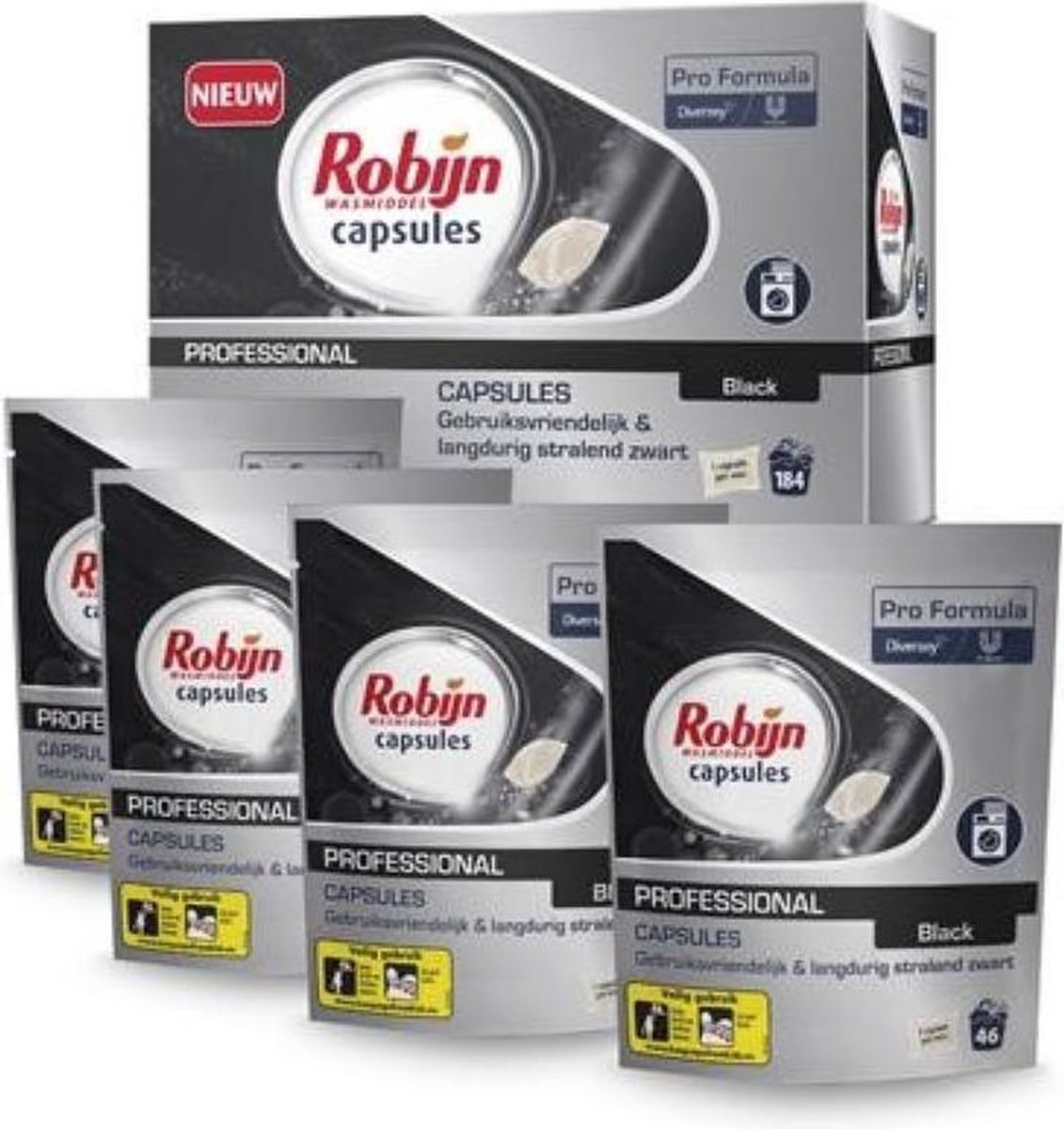 Robijn Pro Formula Wasmiddel Capsules Zwart - 4 Zakken x 46 capsules ...