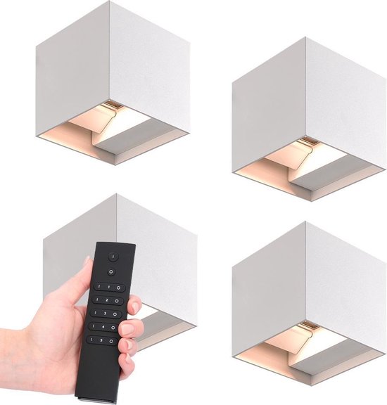 Set van 4 dimbare LED Wandlamp Kansas wit 6 Watt - 3000K - Up & Down ...