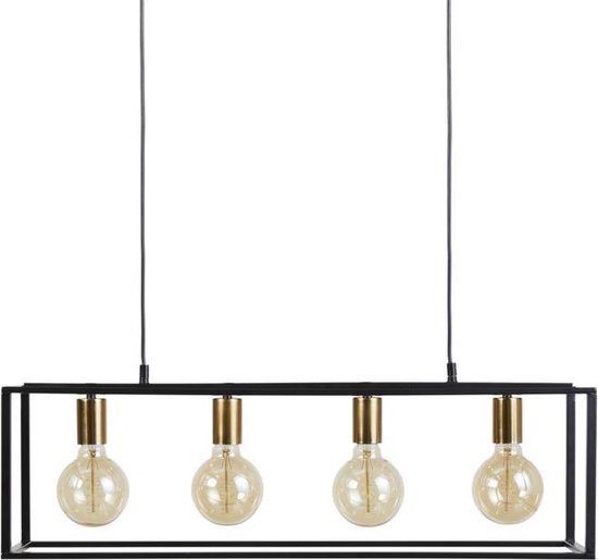 Lifa Living - Industriële Hanglamp - Zwart Metalen Frame met Gouden ...