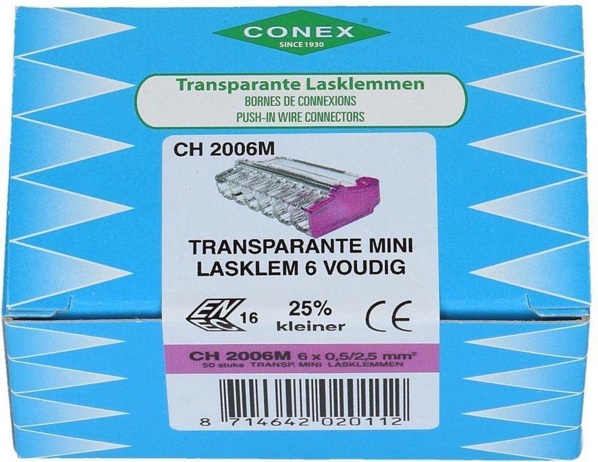Conex - 50 stuks Conex Lasklem mini - 6 voudig 0.5-2.5mm² - voor ...