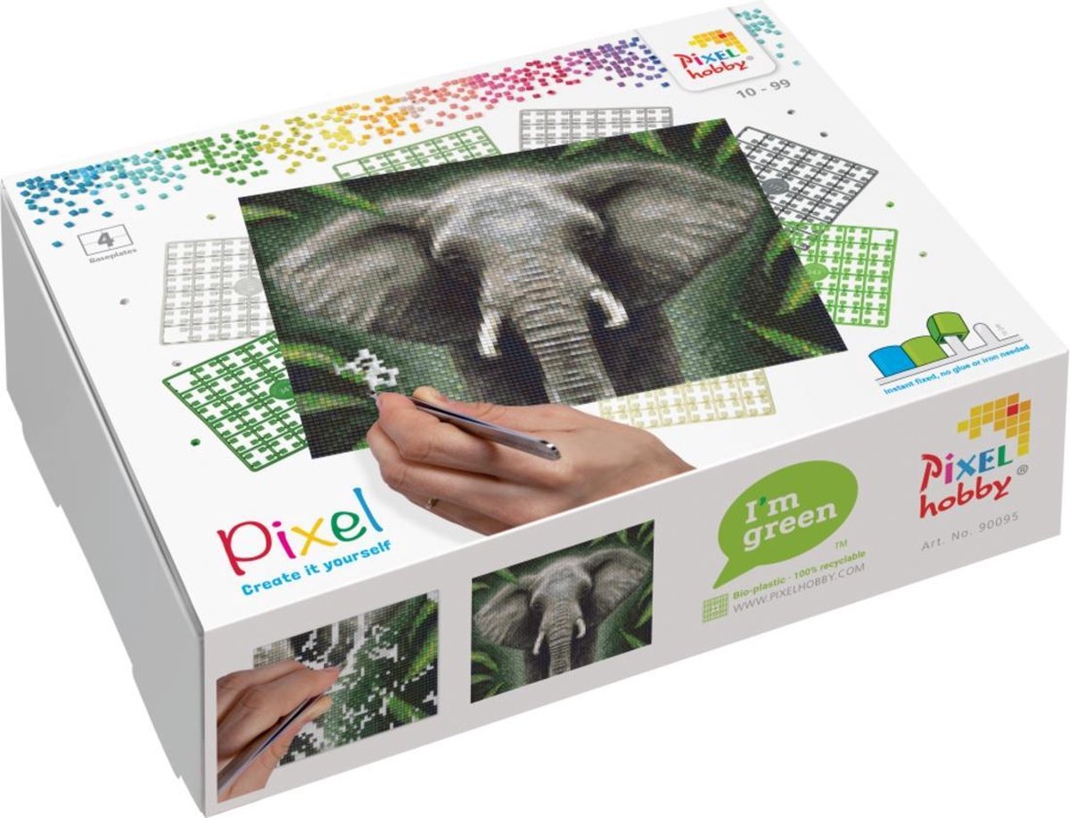 Pixelhobby geschenkdoos 4 basisplaten - Olifant | bol.com