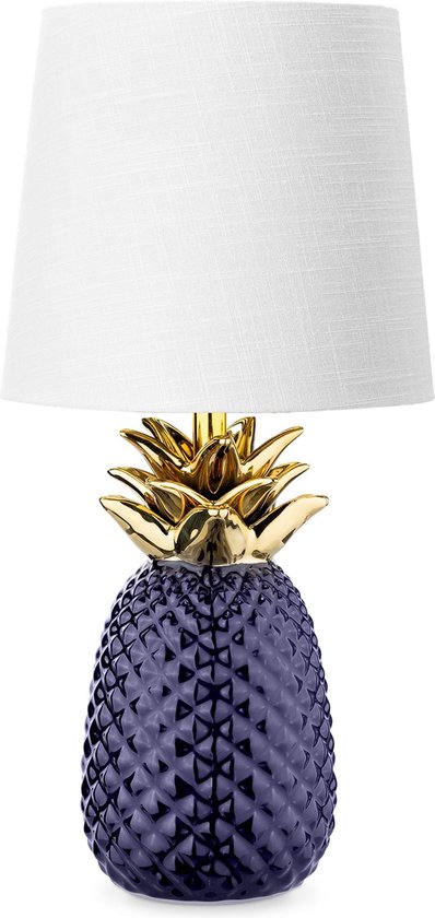 Navaris ananaslamp - Ananas tafellamp met keramieken voet en stoffen ...