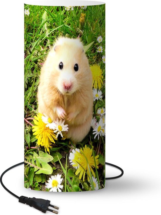 Lamp - Nachtlampje - Tafellamp slaapkamer - Hamster tussen bloemen - 33 ...