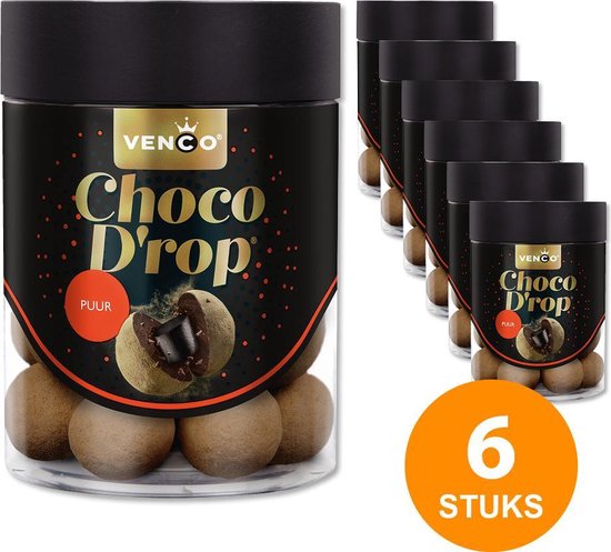 Venco Choco Drop Puur 6 potten à 146 g Snoep - dropchocolade ...