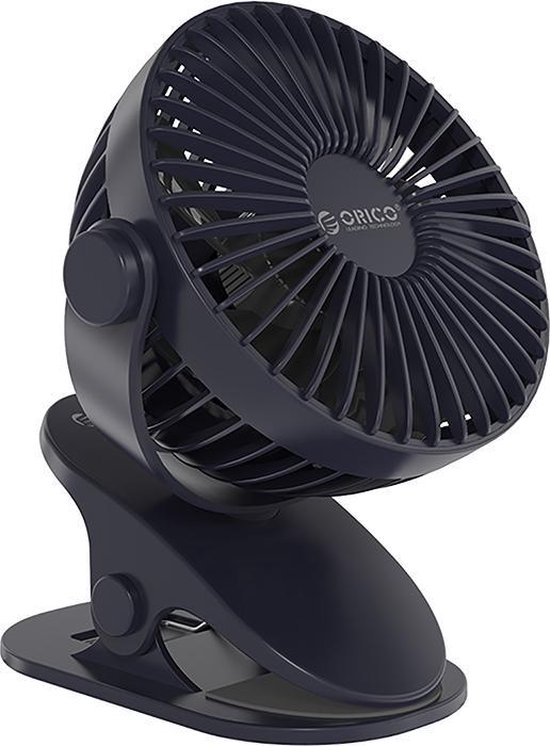 USB-ventilator met clip-on systeem - 1200mAh - donkerblauw | bol