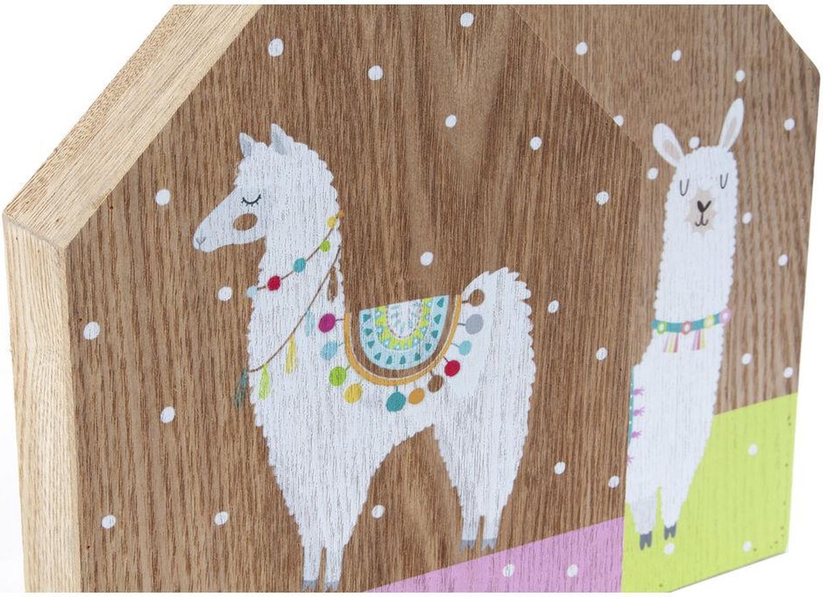 Decoratie DKD Home Decor LED Wilde lama Hout MDF (17 x 3.5 x 25 cm) (2 ...