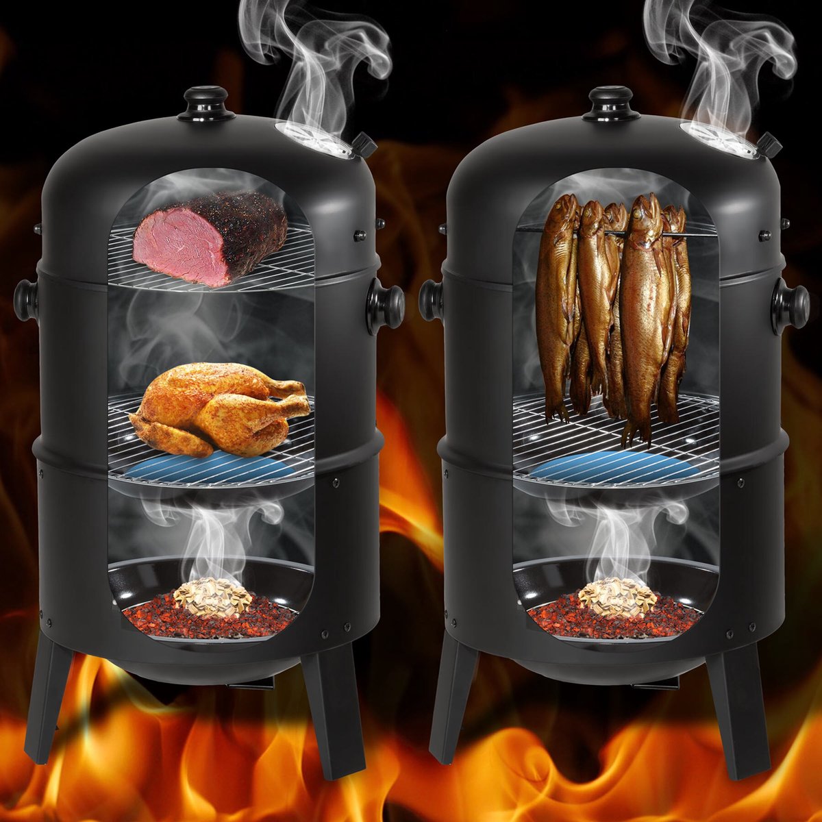 3 in 1 Barbecue - Houtskool BBQ - Rookoven - Grill en Roker ...
