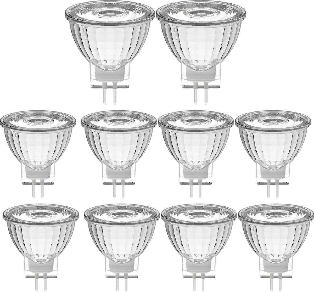 Set van 10 ProLong LED GU4 Spotjes - 12V - 2W (20W) - Reflector met ...