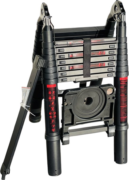AL Ladder Professional, Black Telescopische ladder 18 treeds 2.8m+2.8m ...