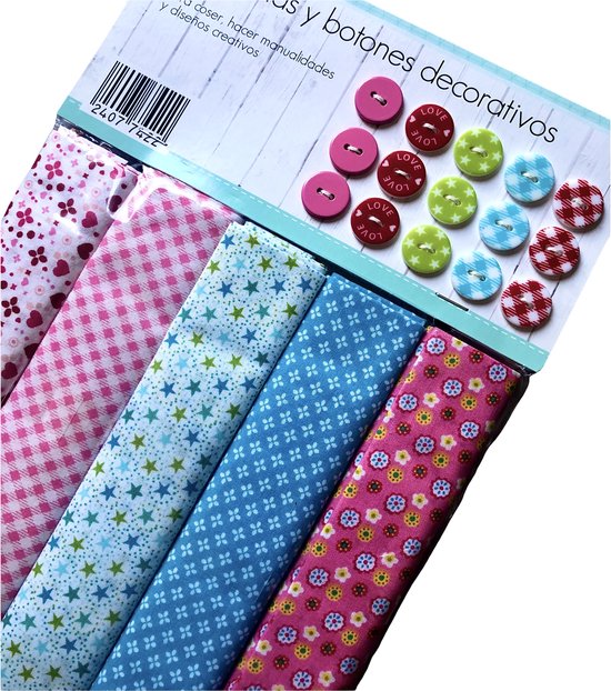 Evora - Knopen - Decoratie - 15 knopen - 5 stukken stof van 50x50cm ...